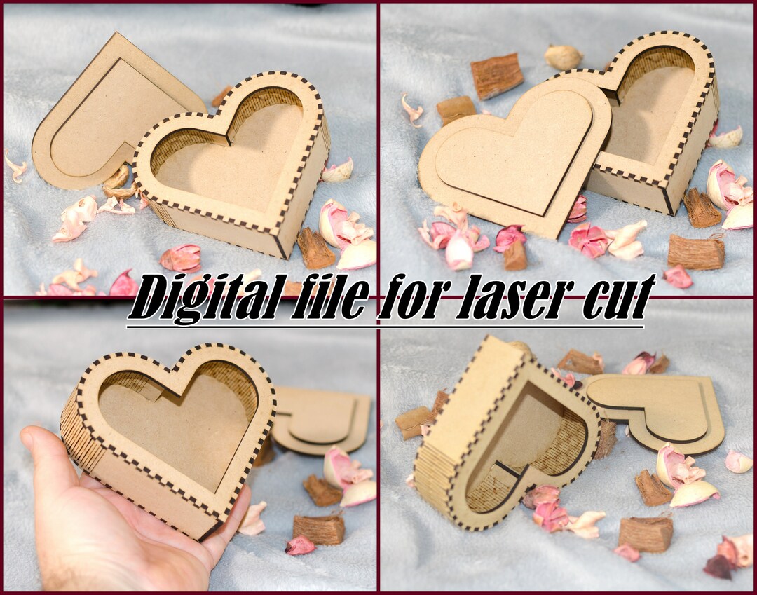 Laser Cut Heart Shaped Trinket Box, Laser Cut Heart Box Jewelry, Wooden ...
