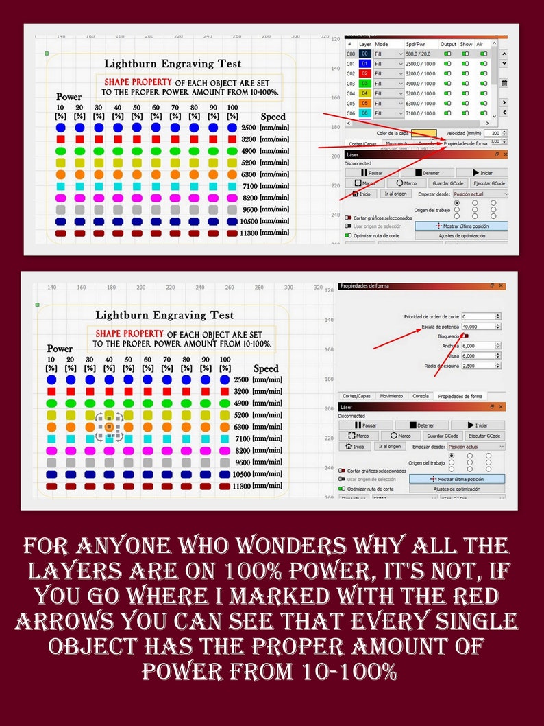 Lightburn Engraving Laser Test Laser Scale Material Test - Etsy