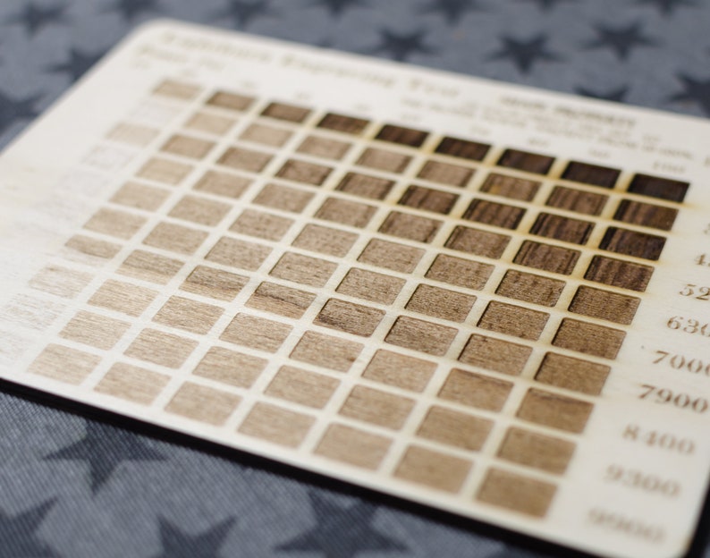 Lightburn Laser Test File: Engraving Material Test Card (SVG, DXF) - Etsy