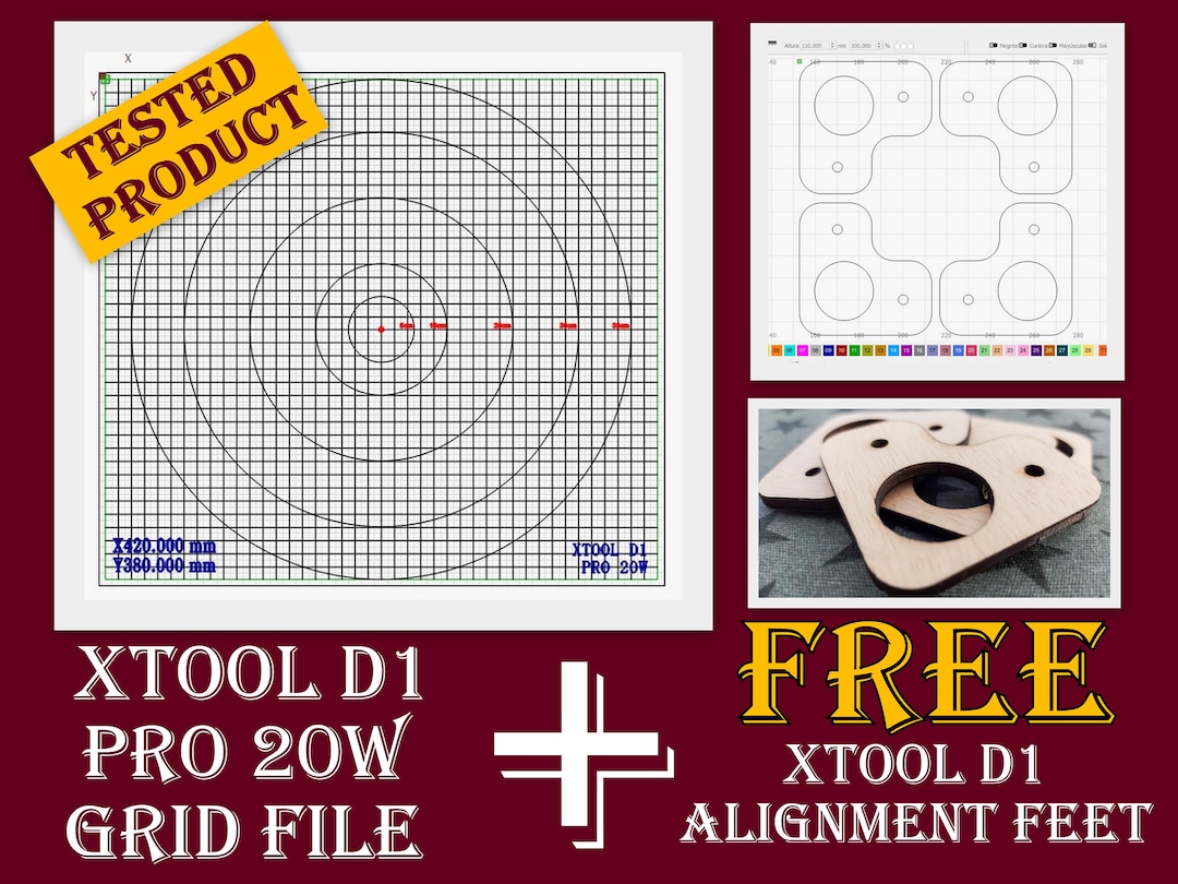 Xtool D1 PRO 20W Grid File for Spoil Board, Lightburn Digital File ...