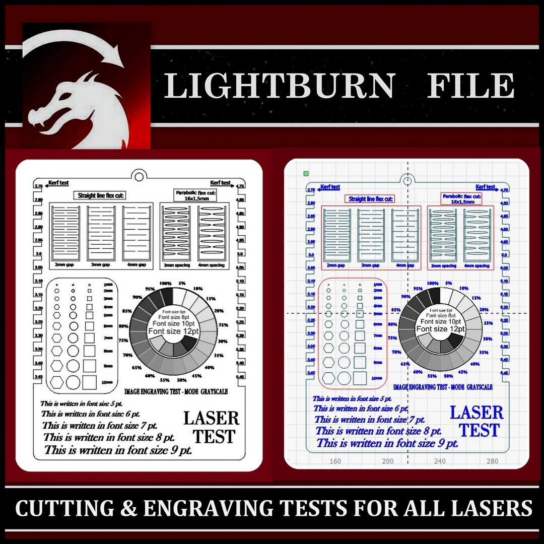 Lightburn Laser Test Card, Engraving and Cut Material Test, Laser Test ...