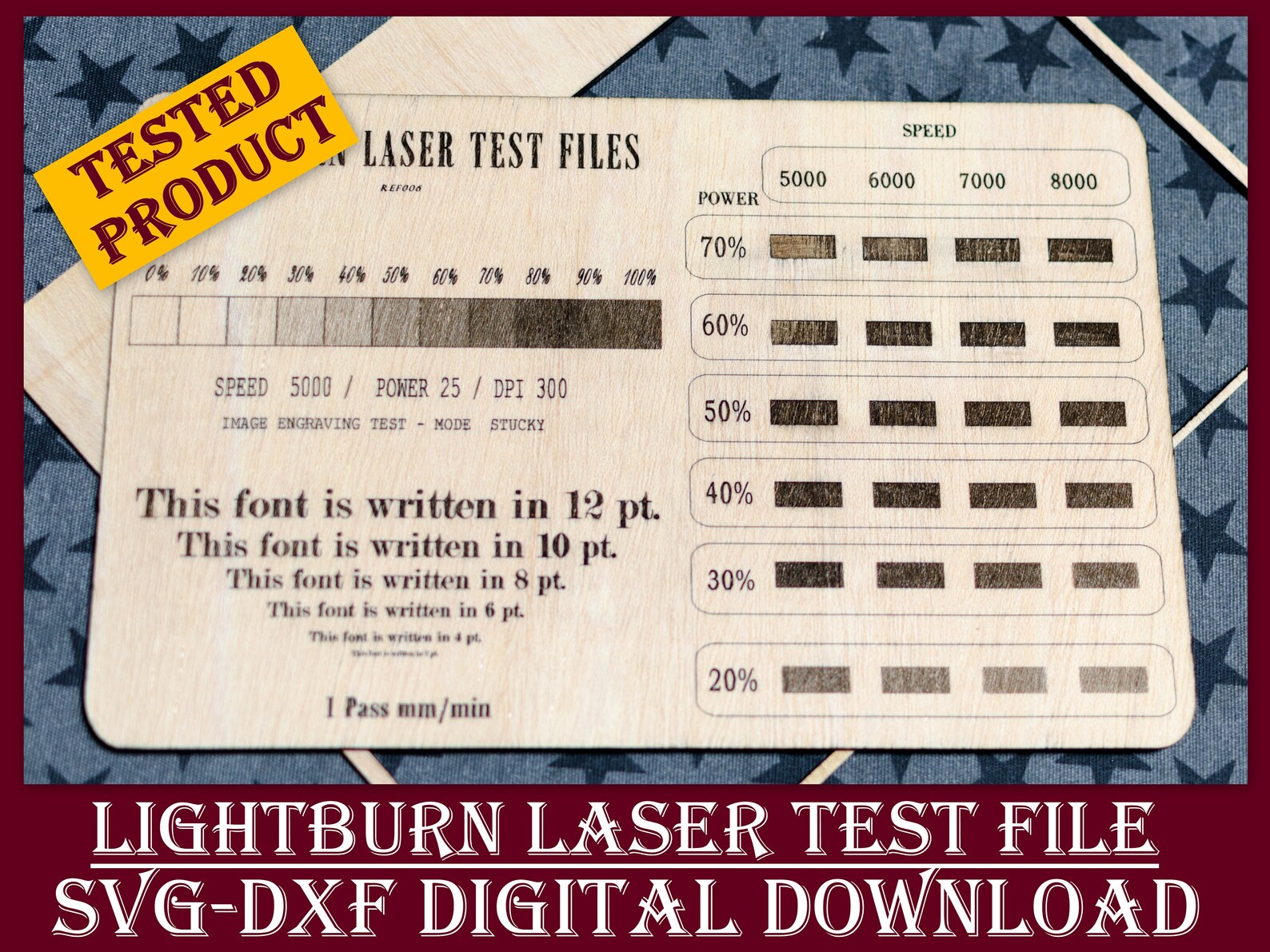 Lightburn Laser Engraved Test Files Laser Test File SVG - Etsy