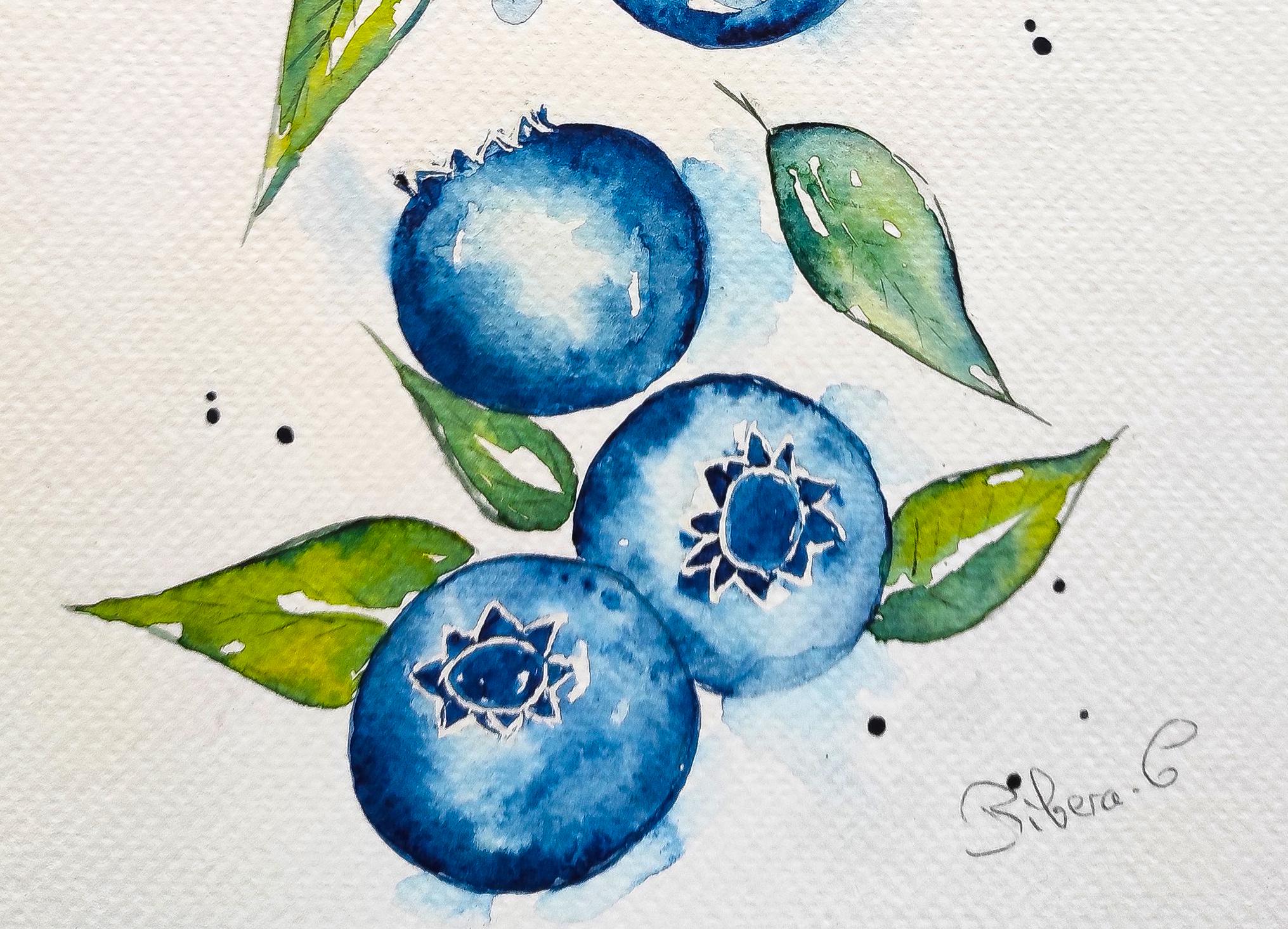 Original Watercolor Painting Blueberry Fruits, Wall Art - Etsy