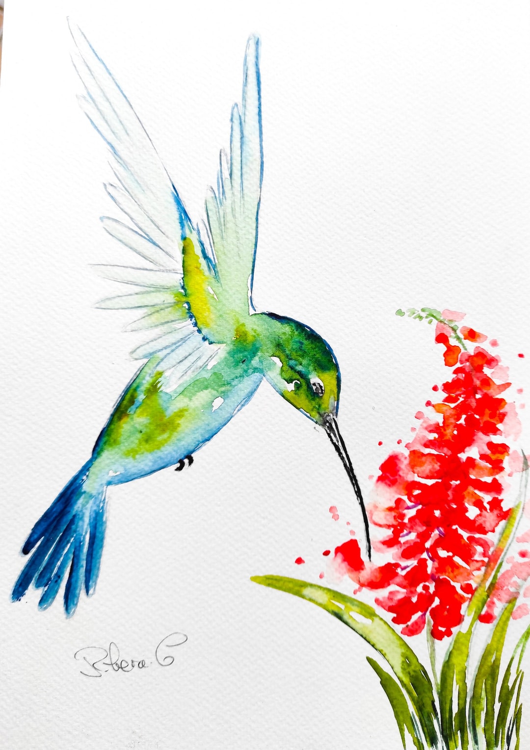 Hummingbird Watercolor Painting Original Wall Art - Etsy