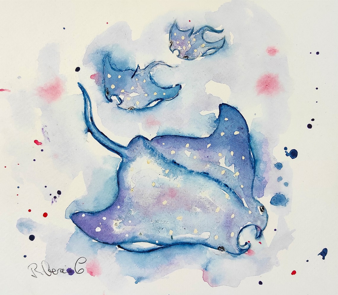 Watercolour Manta Ray Original Painting Art - Etsy