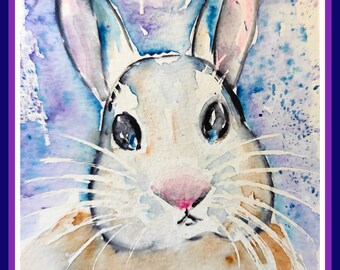 Dutch Bunny Rabbit Painting, Bunny Rabbit Watercolor, Original Bunny ...