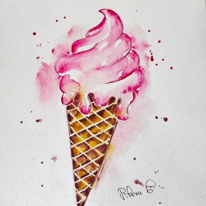 Original Watercolor Italian Ice Cream Wall Art - Etsy