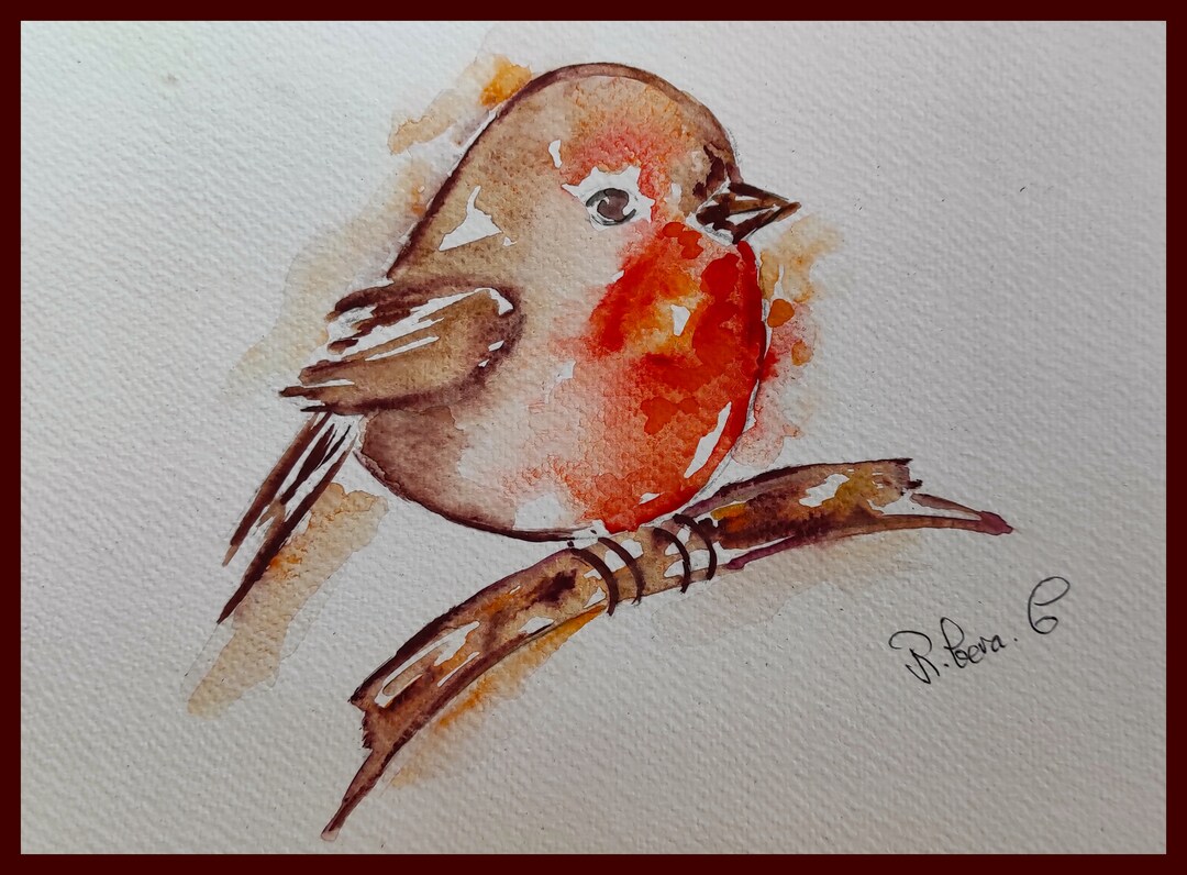 Original Watercolor Red Robin Painting Art - Etsy