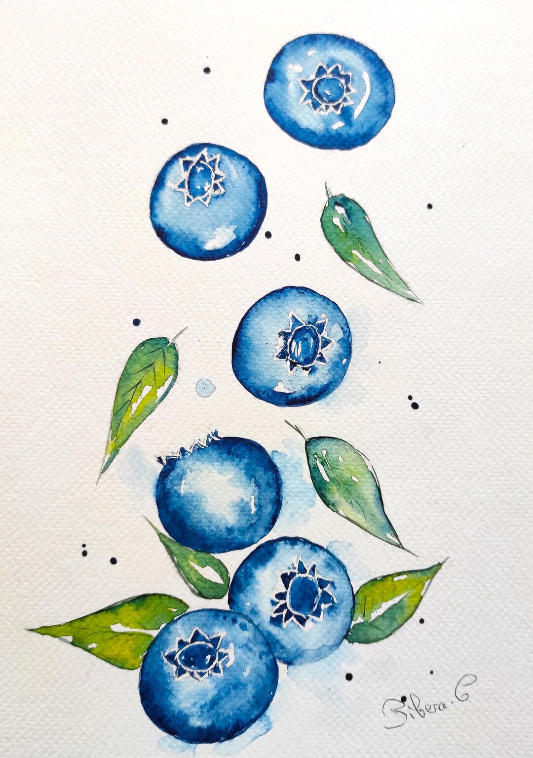 Original Watercolor Painting Blueberry Fruits, Wall Art - Etsy