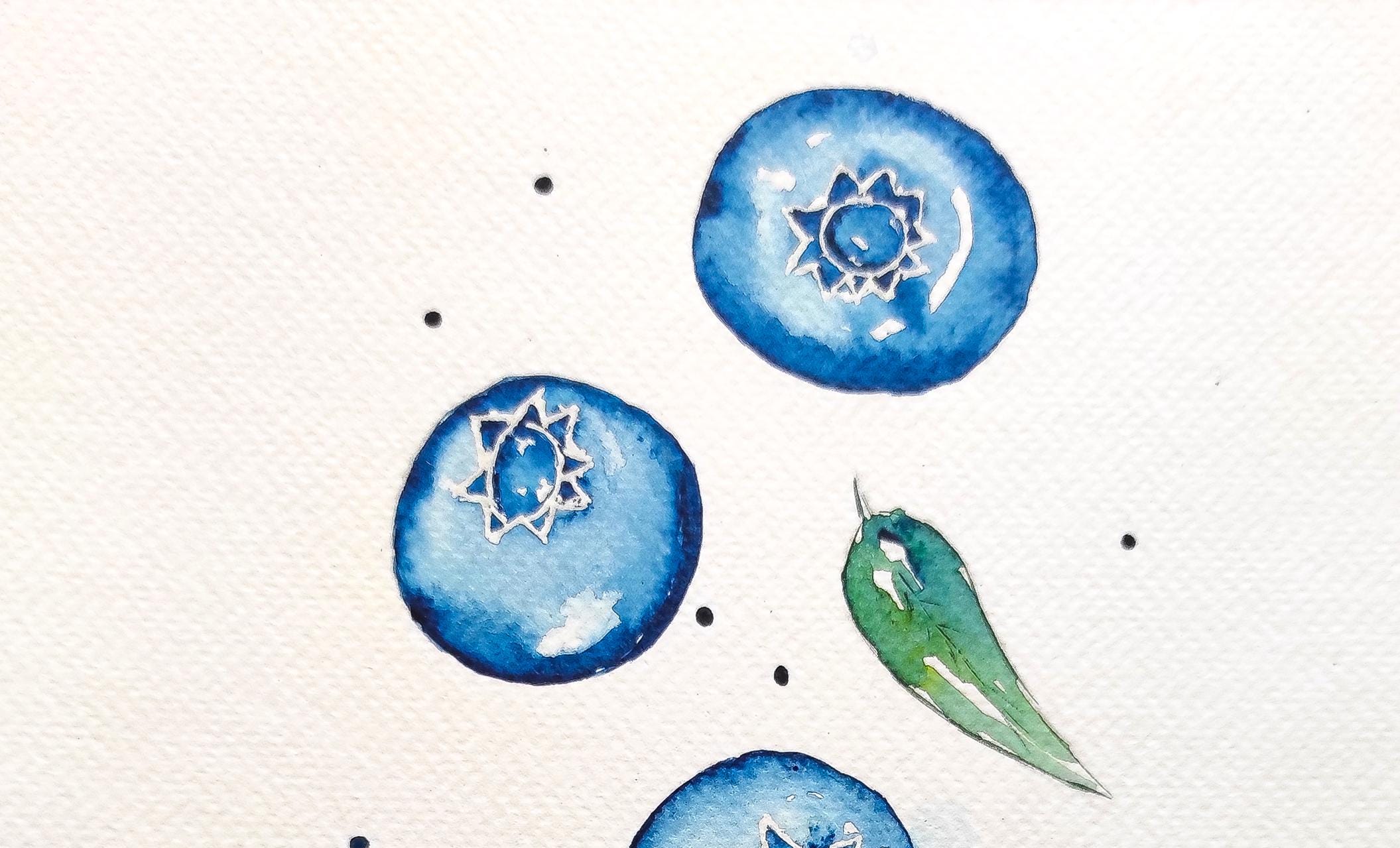 Original Watercolor Painting Blueberry Fruits, Wall Art - Etsy