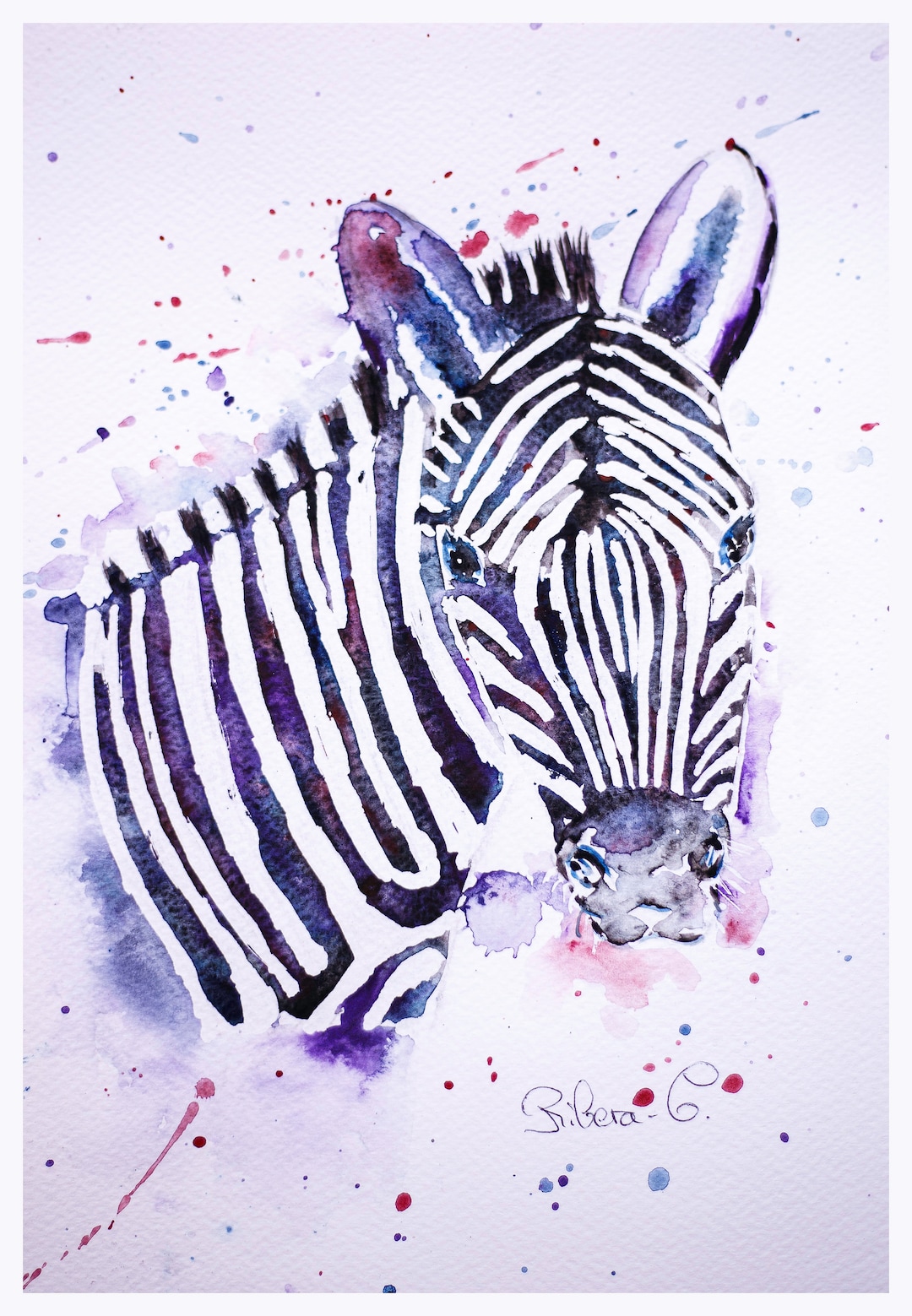 Watercolor Painting Original Zebra Wall Art Savannah Decoration Unique ...