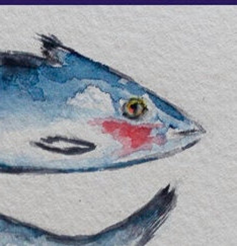 Pilchard Watercolor Painting Sea Food Kitchen Art Sardine Wall Decor ...