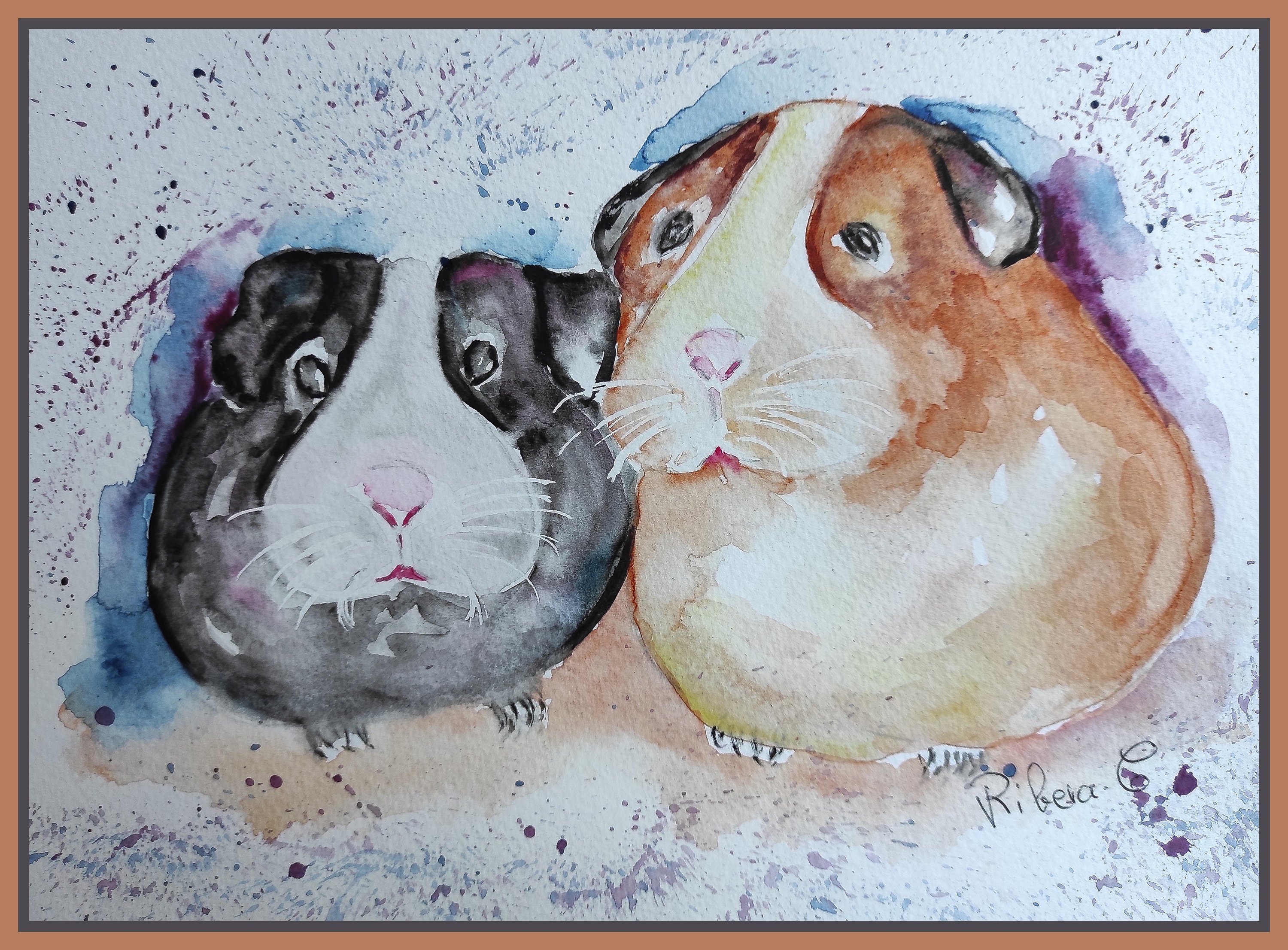 Guinea Pig Painting Original Watercolor - Etsy