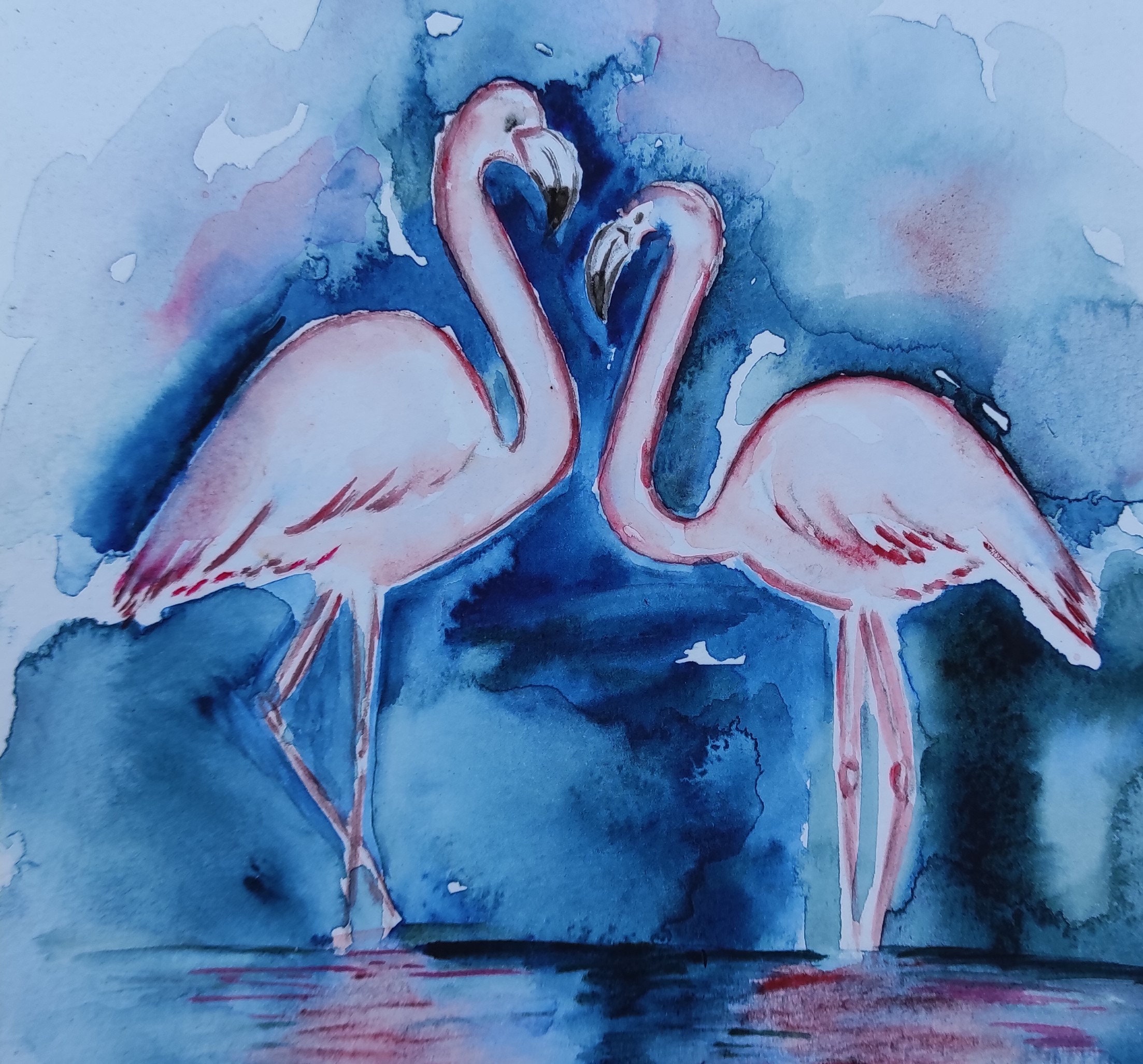 Flamingo Painting Watercolor