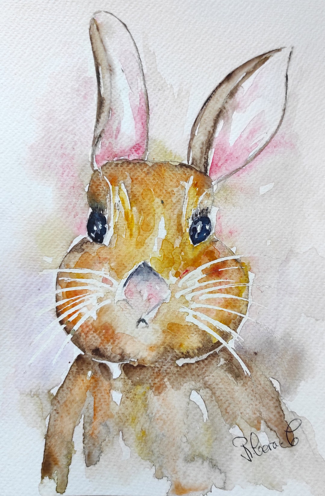 Original Watercolor Painting Rabbit Art - Etsy