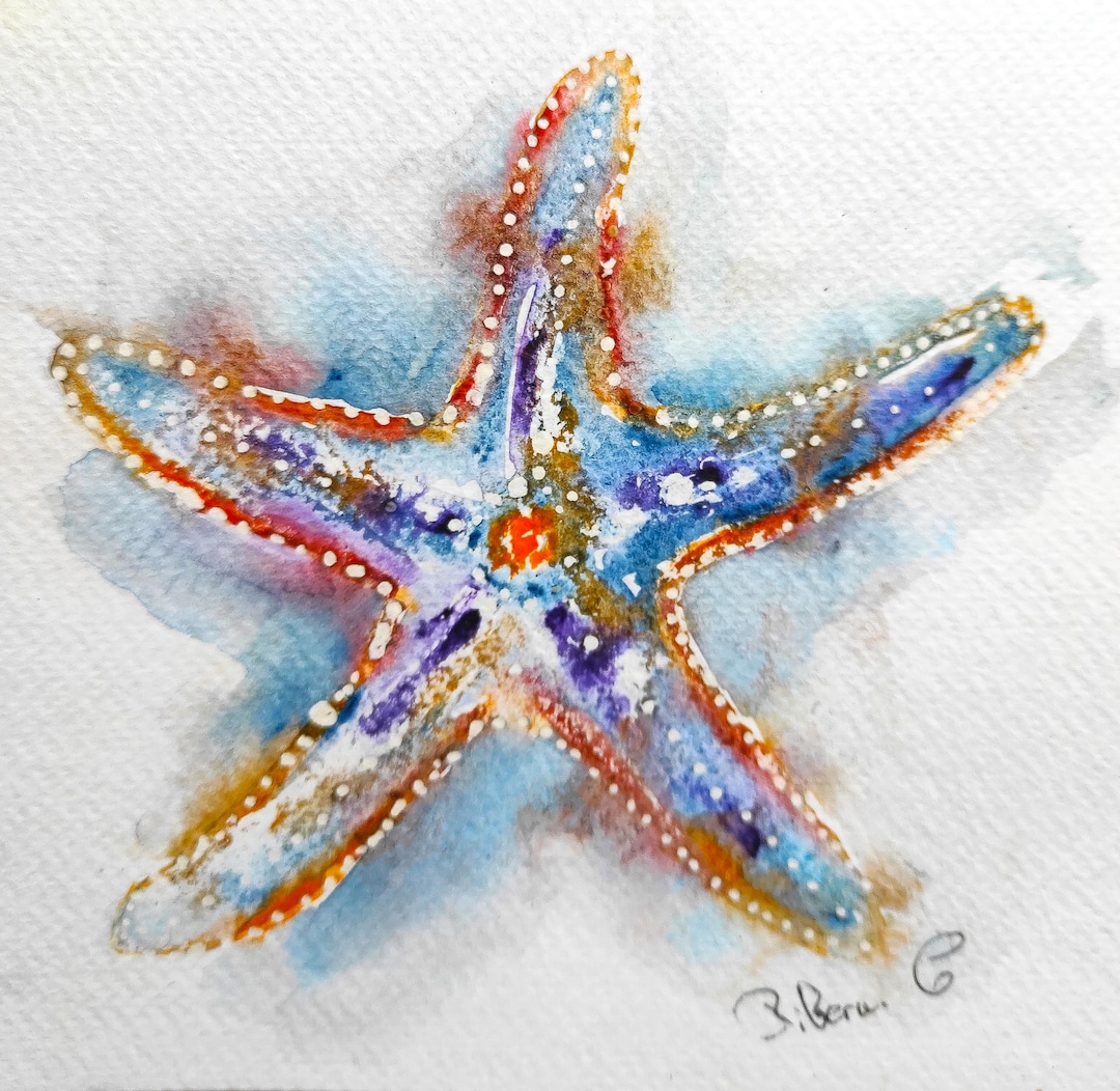 Original Watercolor Starfish, Starfish Decor, Home Wall Decor Room ...
