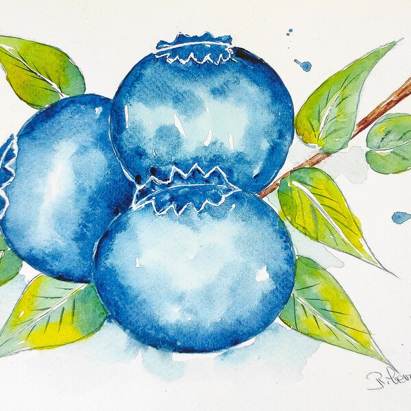 Blueberry Painting - Etsy