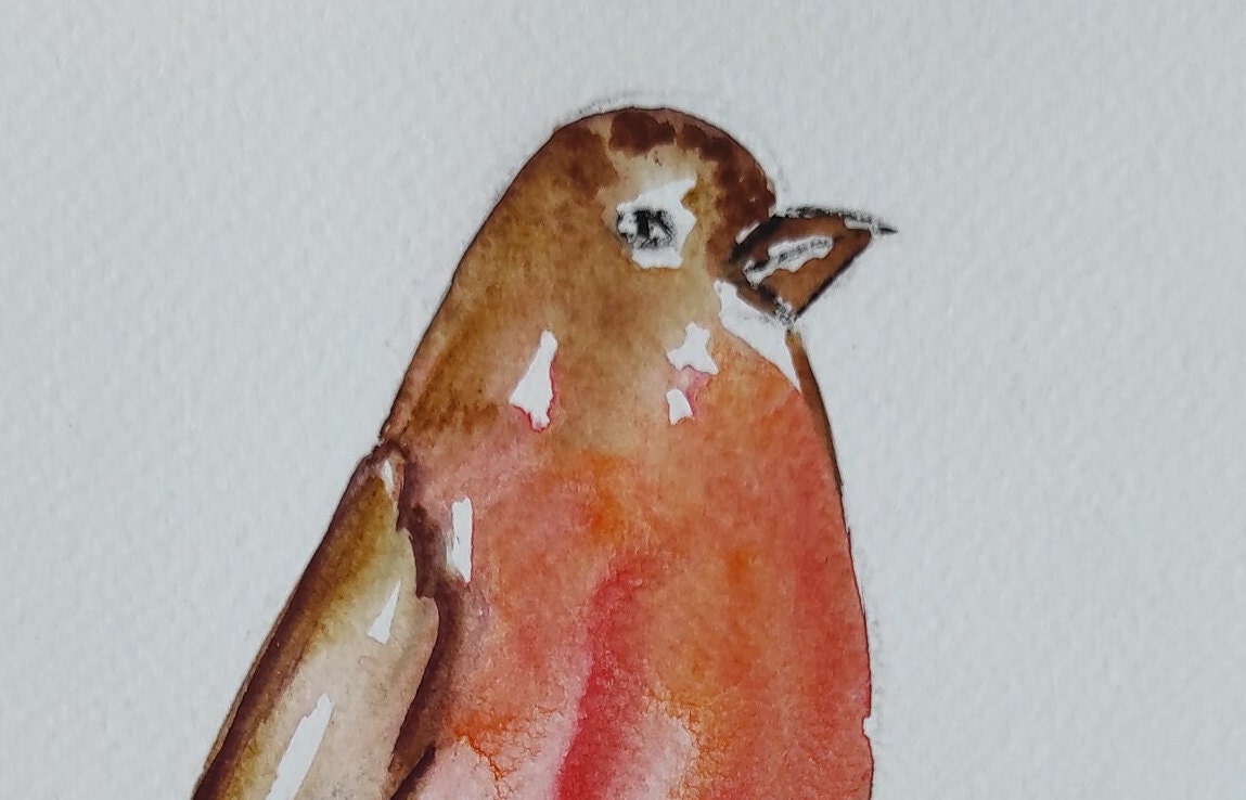 Original Watercolor Red Robin Wall Art Decor - Etsy