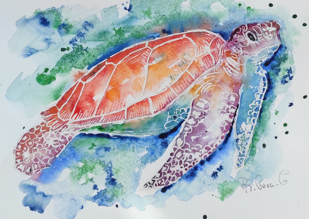 Sea Turtle, Original Watercolor Painting - Etsy