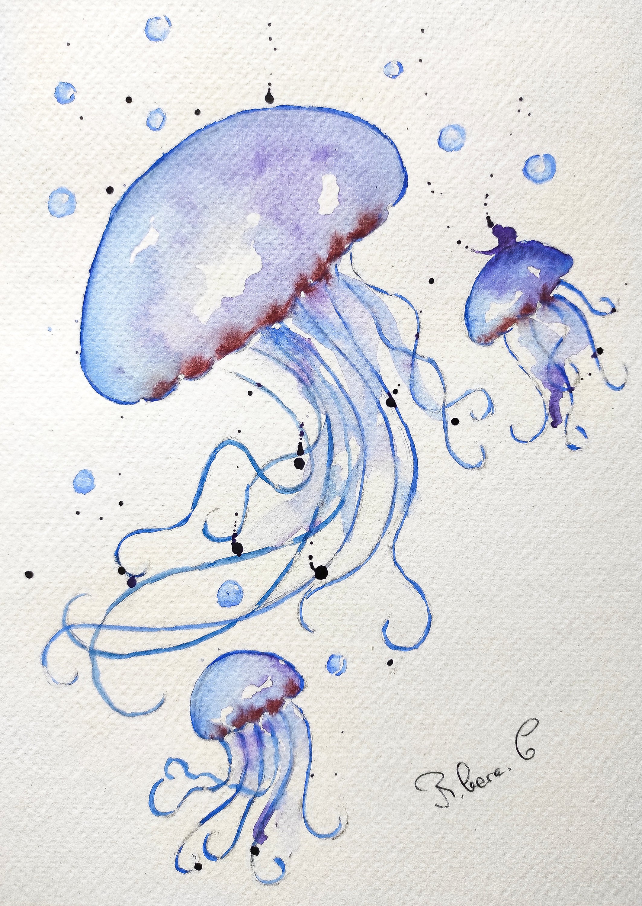 Jellyfish Watercolor Original Art Home Decor - Etsy
