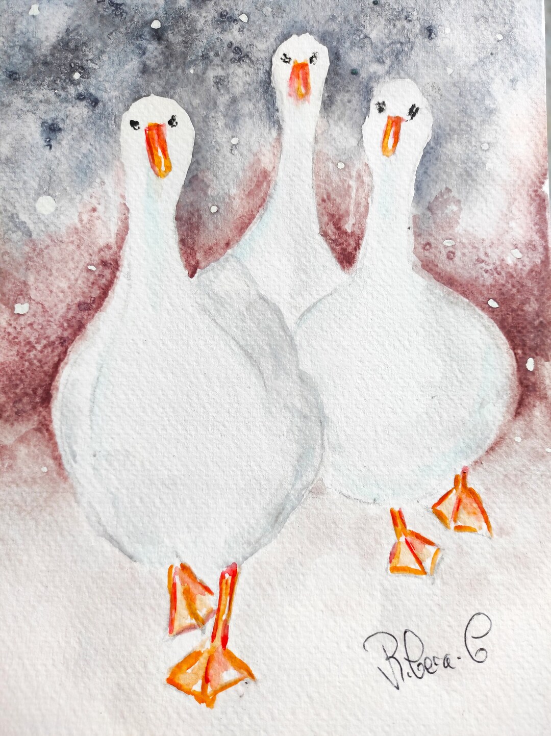 Original Watercolor Goose Painting - Etsy