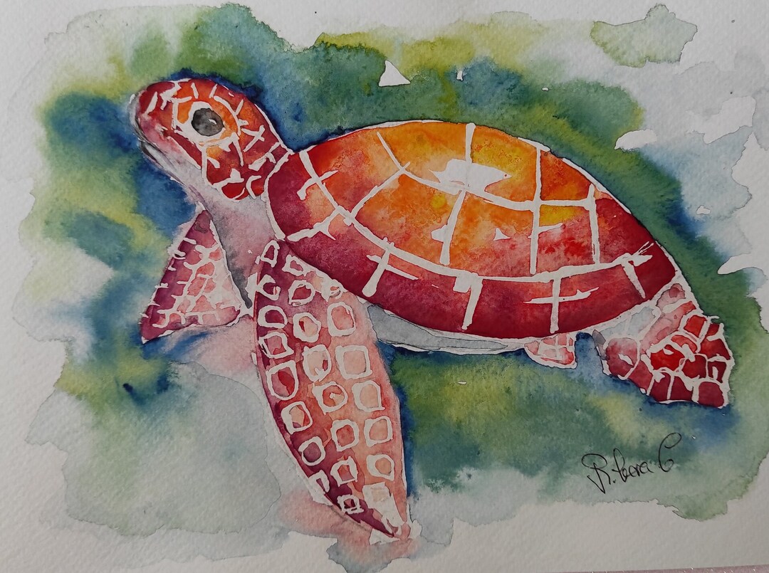 Original Sea Turtle Watercolor – Ocean Wall Art Hand Painted 7x10 in ...