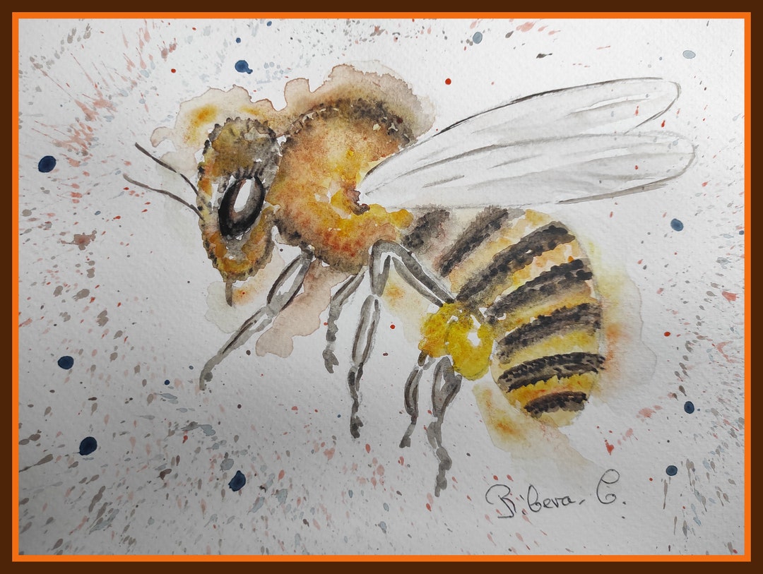 Original Watercolor Bee Painting Wall Art - Etsy