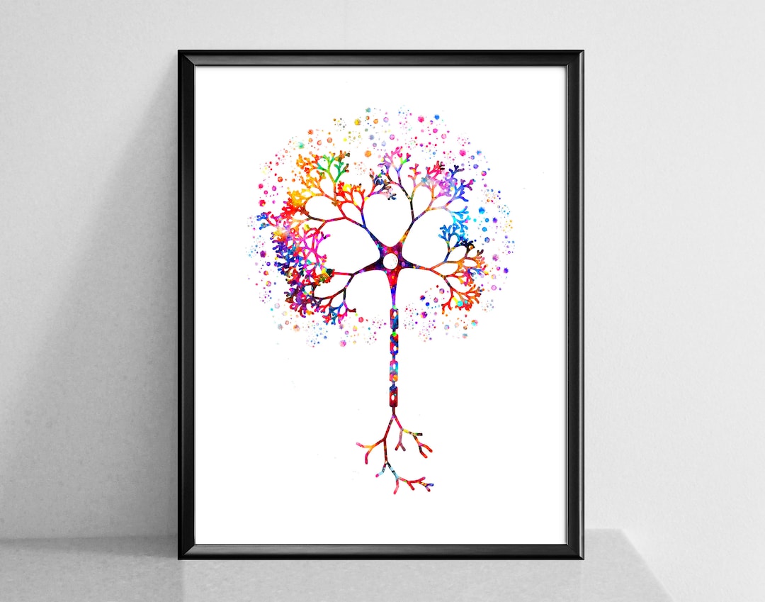 Neuron Anatomy Art Watercolor Neuron Cell Artwork Neurology Art ...