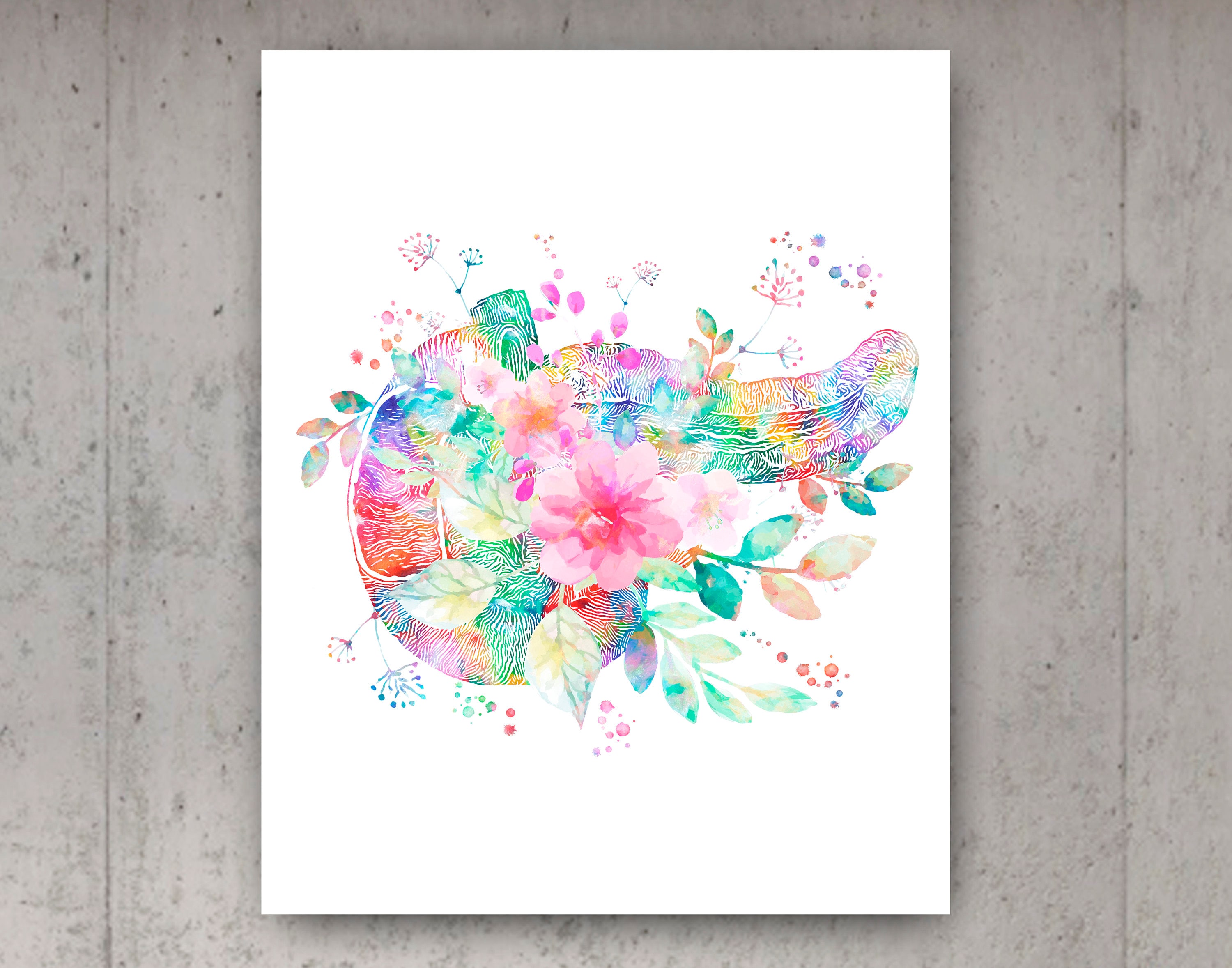 Floral Pancreas Art Digestive System Anatomy Art Medical Poster ...