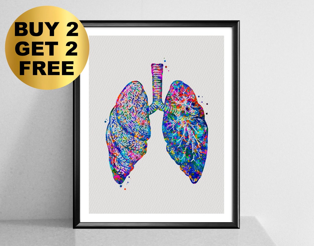 Watercolor Lungs Artwork Medical Art Pulmonology Poster Clinic Decor ...