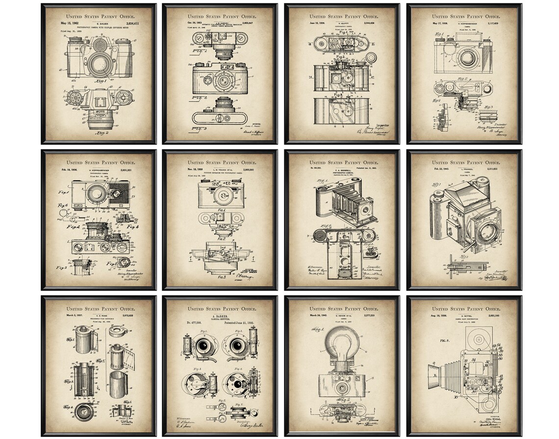 12 Vintage Camera Patent Photographer Gift Photographic Camera ...