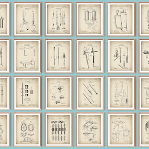Set 24 Medical Patent Posters Surgeon Instruments Blueprint Medical ...
