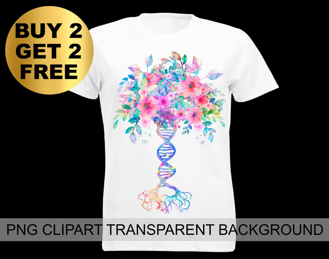 Watercolor Floral DNA Clipart PNG Designs Scientist Gift Idea T-shirt ...