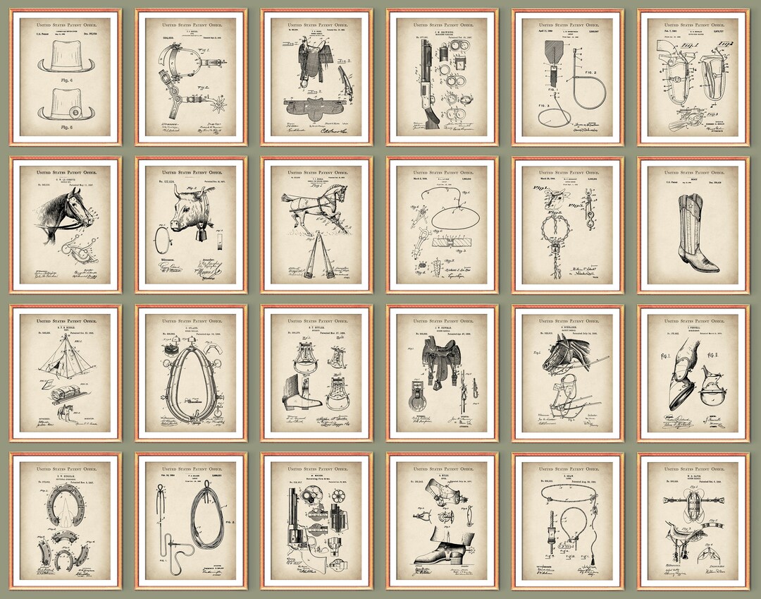 24 Cowboy Patent Prints Cattleman Blueprint Shepherd Poster Cowpuncher ...