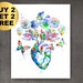 Heart Anatomy Painting Cardiology Art Medical Poster Floral - Etsy