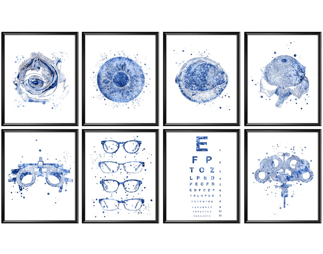 Set 8 Optometrist Gift Eye Anatomy Art Ophthalmology Art Medical Art ...