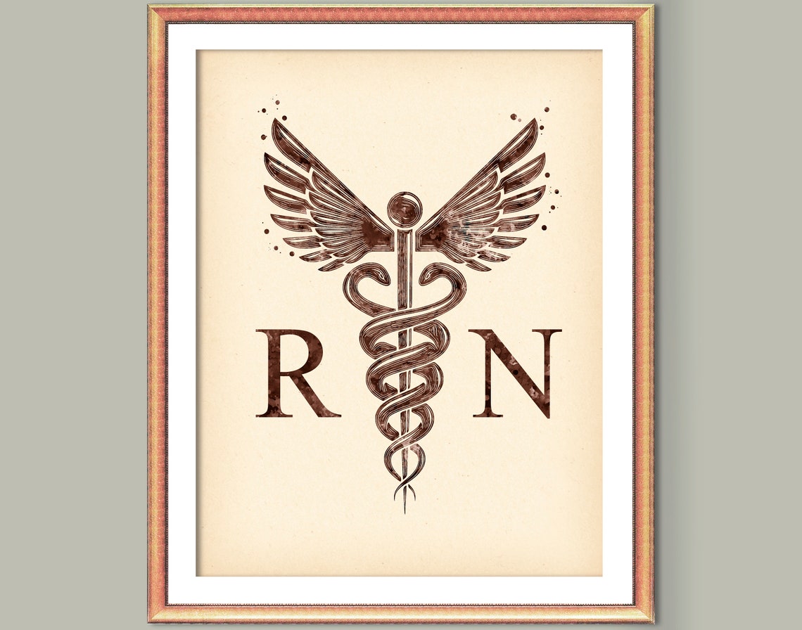 Caduceus RN Vintage Art Registered Nurse Gift Nurse - Etsy