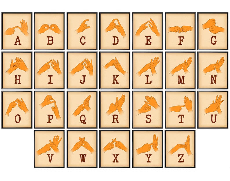 AUSLAN Alphabet Art Sign Language Educational Posters Speech - Etsy