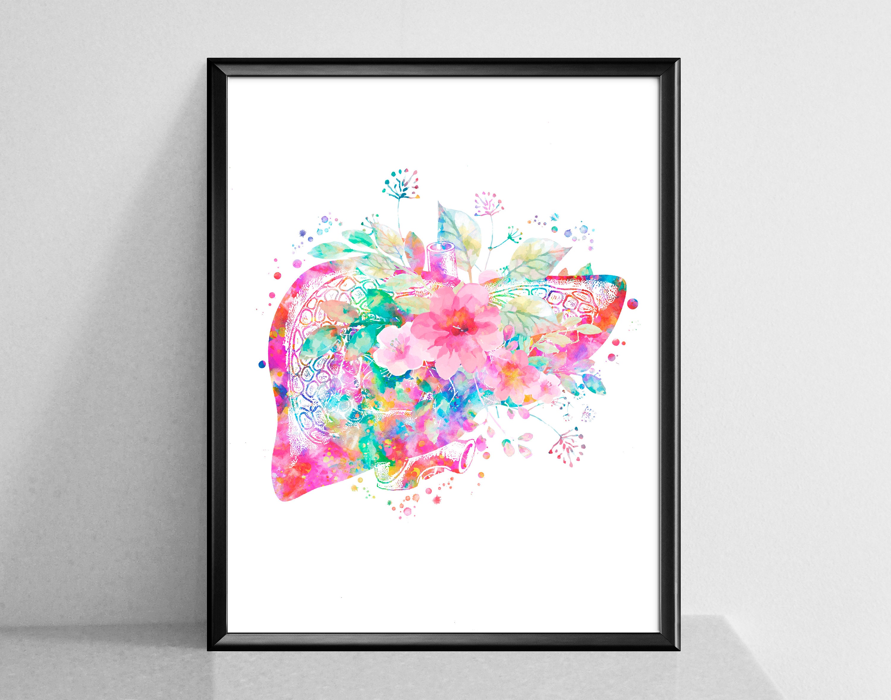 Watercolor Anatomical Liver Art Anatomy Poster Hepatologist - Etsy