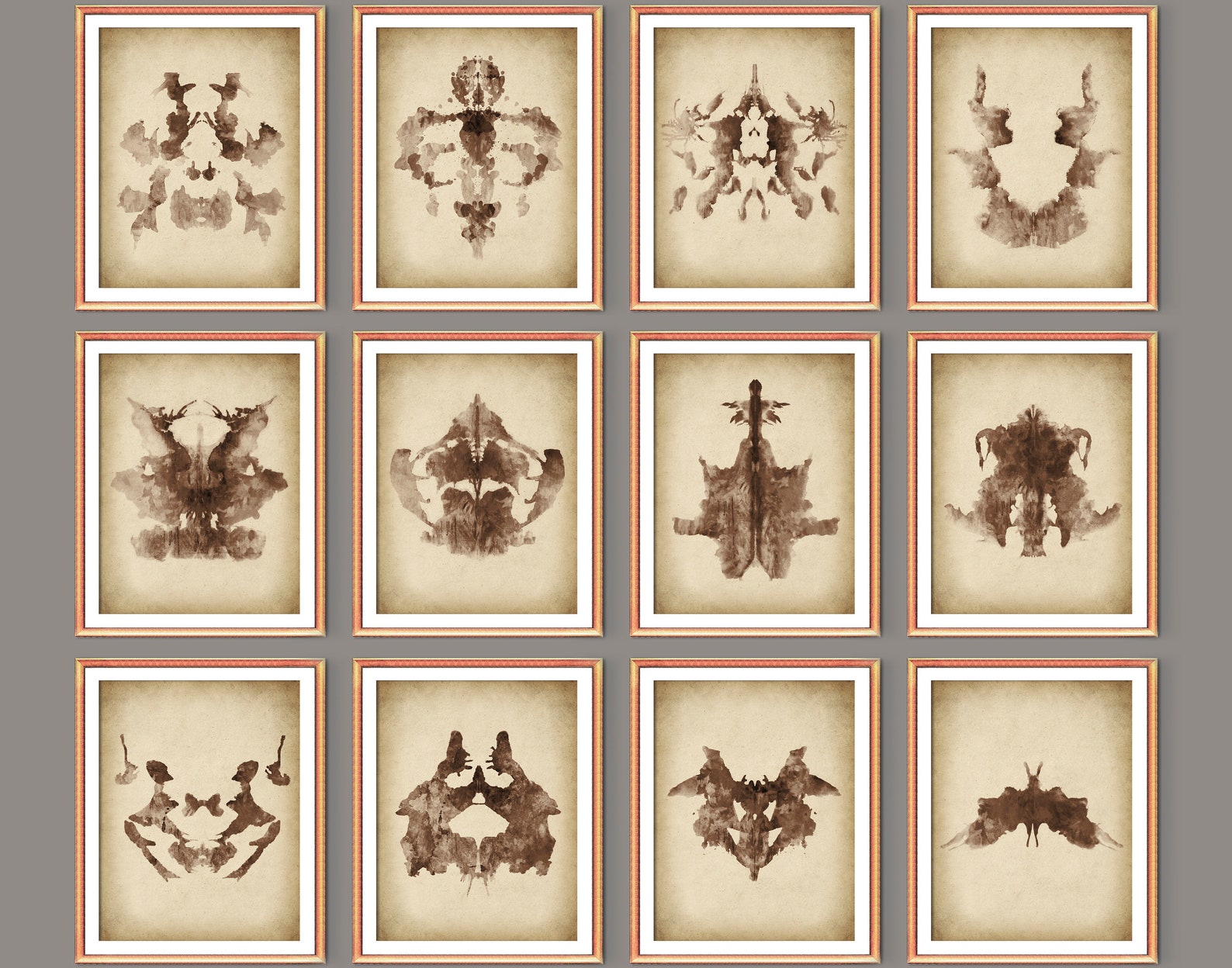 12 Antique Rorschach Inkblots Test Cards Psychology Art Science Art ...