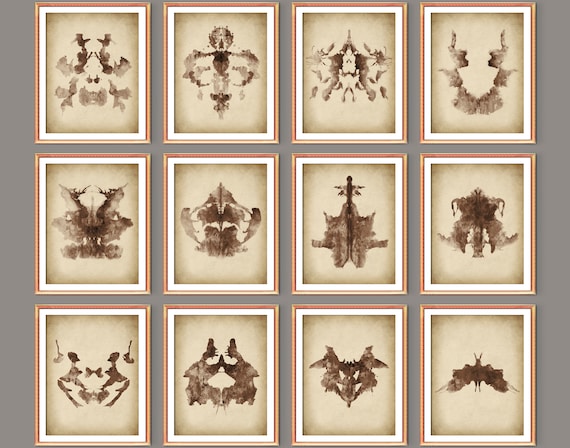 12 Antique Rorschach Inkblots Test Cards Psychology Art | Etsy