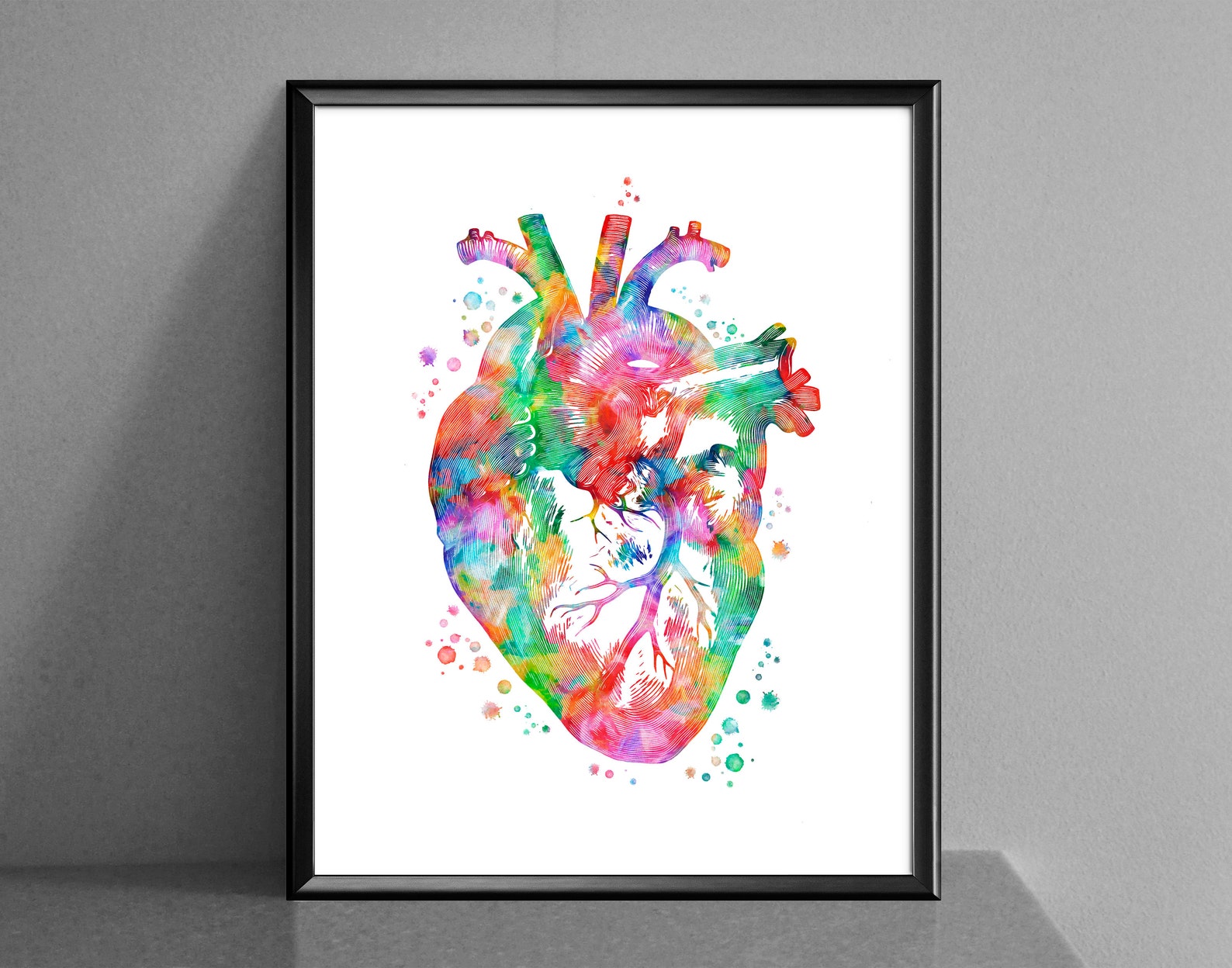 Watercolor Heart Painting Anatomy Art Medical Poster - Etsy