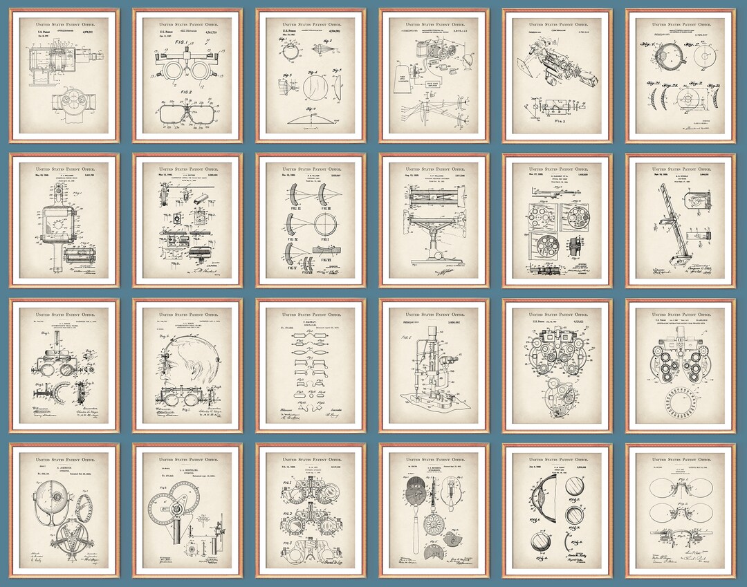 24 Optometry Patent Art Ophthalmology Blueprint Optician Tools Scheme ...