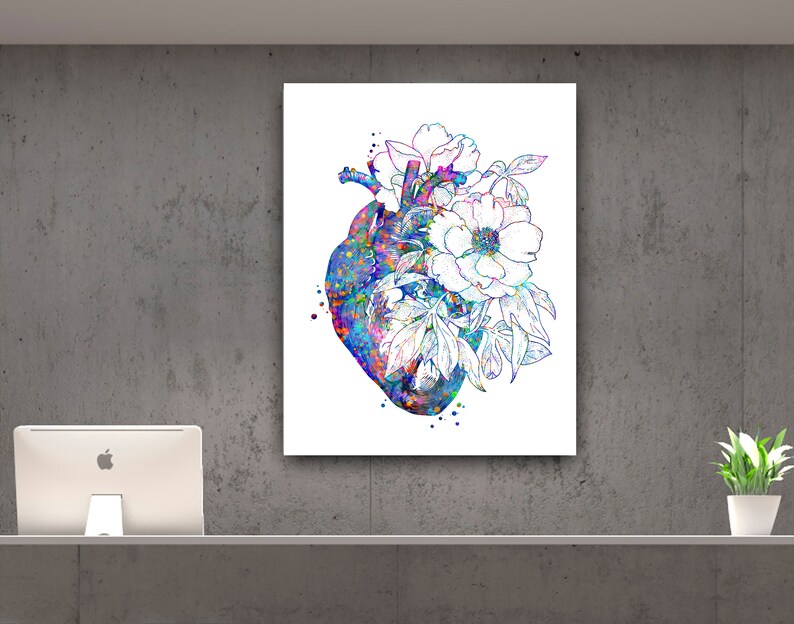 Floral Anatomical Heart Cardiology Art Medical Poster - Etsy