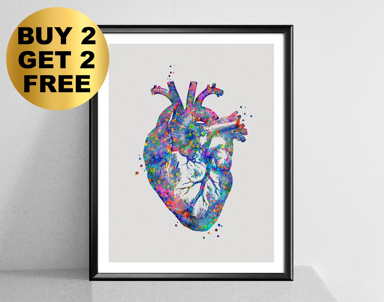 Heart Anatomy Art Watercolor Heart Medical Art Cardiologist - Etsy