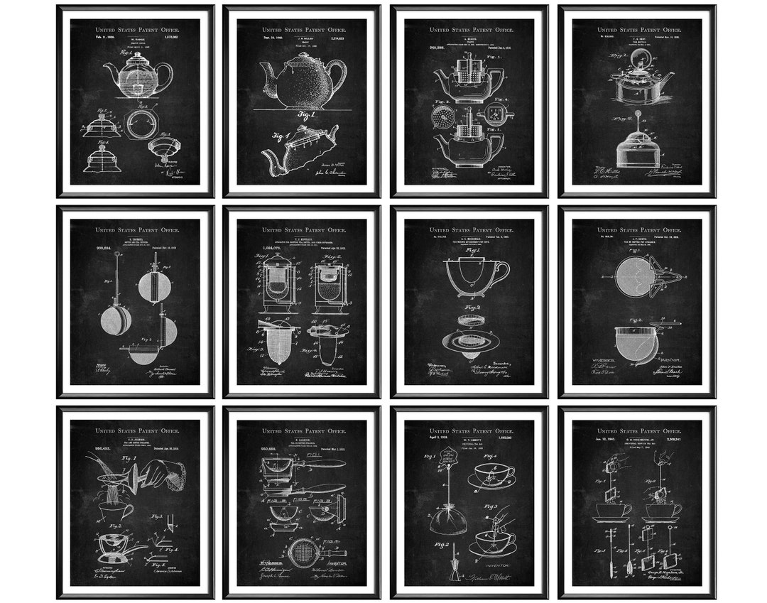 12 Tea Patent Posters Tea Bag Patent Tea Kettle Patent Tea Pot Patent ...