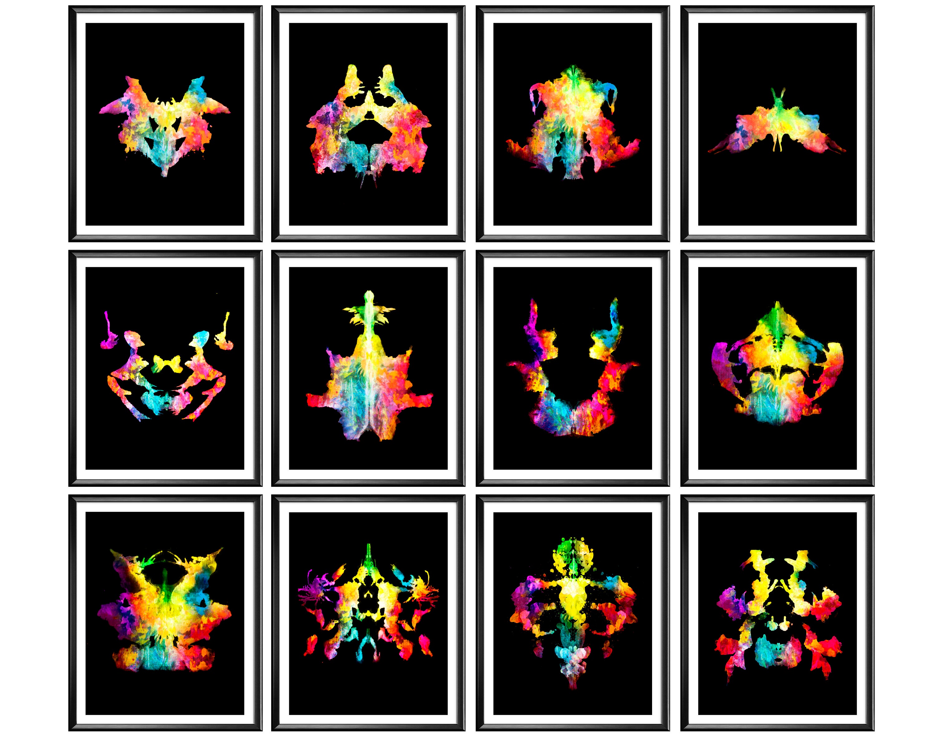 12 Colorful Rorschach Watercolor Inkblot Test Art Science Art Medical ...