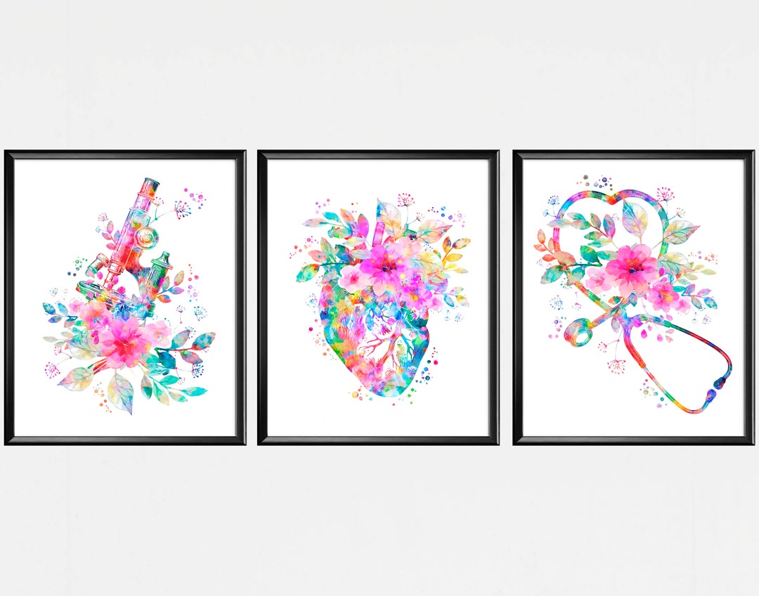 3 Watercolor Anatomy Art Science Painting Medical Art Doctor - Etsy