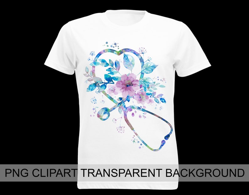 Nurse Gift Floral Stethoscope Clipart Watercolor Clipart - Etsy