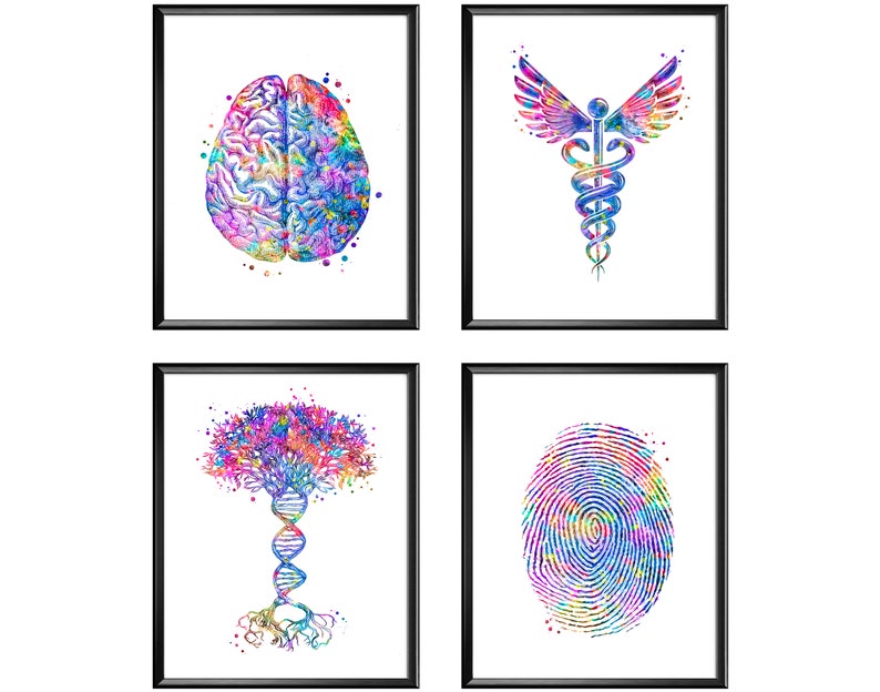 4 Neuroscience Art Human Brain Art DNA Art Fingerprint Art Caduceus Art ...